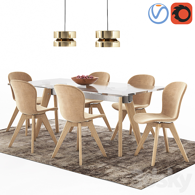 BoConcept Adelaide and Monza 2 - Table + Chair - 3D model