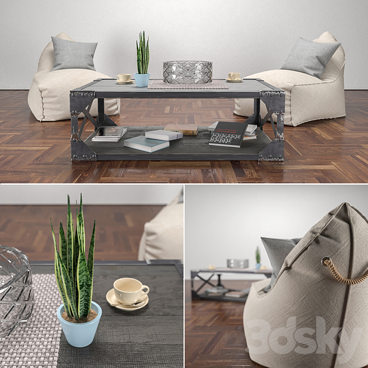 Coffee set - Table - 3D model