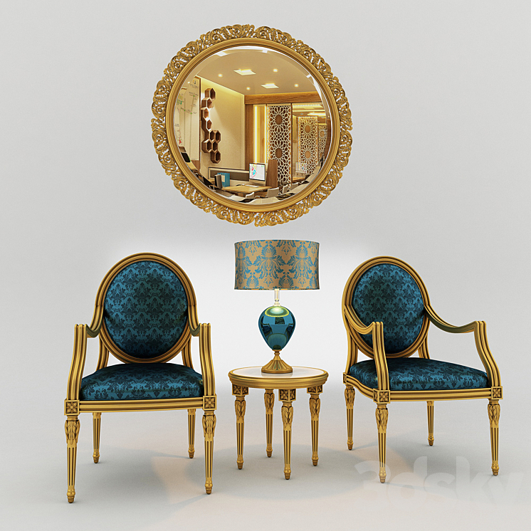 classic chair lamp - Table + Chair - 3D model