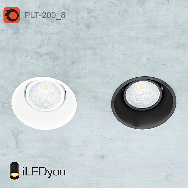 Recessed rotary lamp PLT-200_8 - Spot light - 3D model
