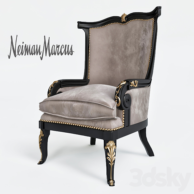 Massoud Golden Damask Chair - Arm chair - 3D model