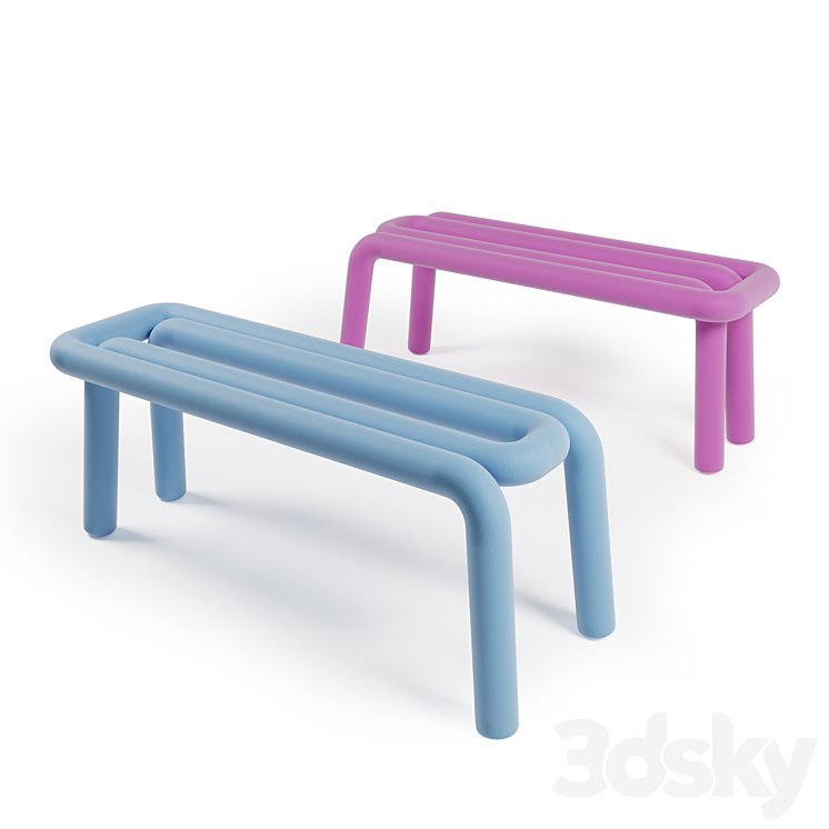 Bench Mustache BOLD - Table + Chair - 3D model