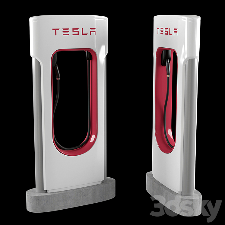 Tesla charge station - Urban environment - 3D model