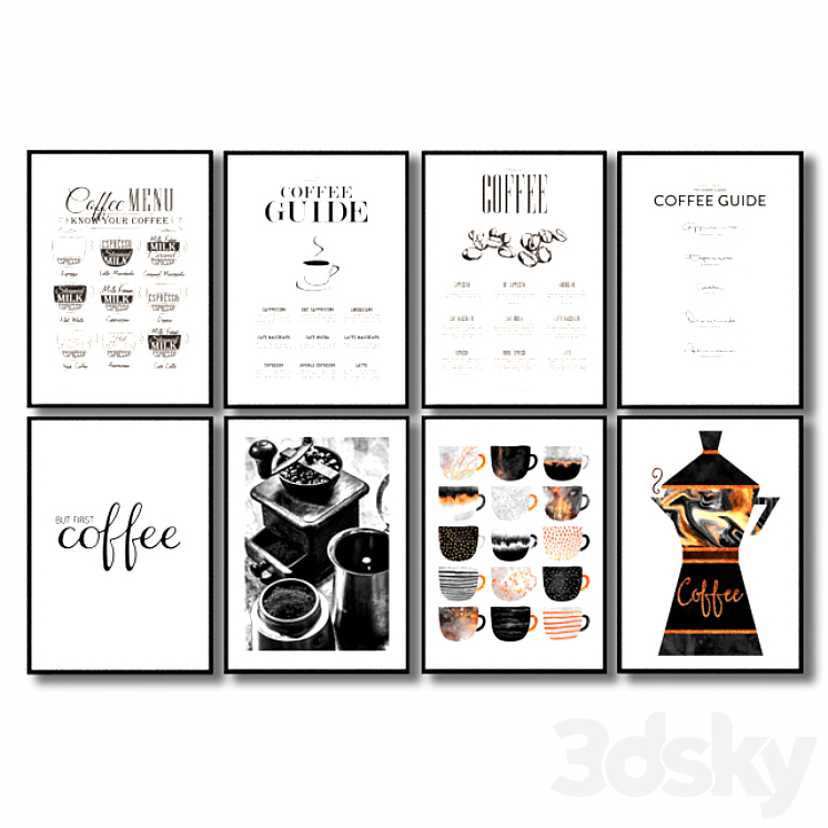 Posters with coffee. - Frame - 3D model