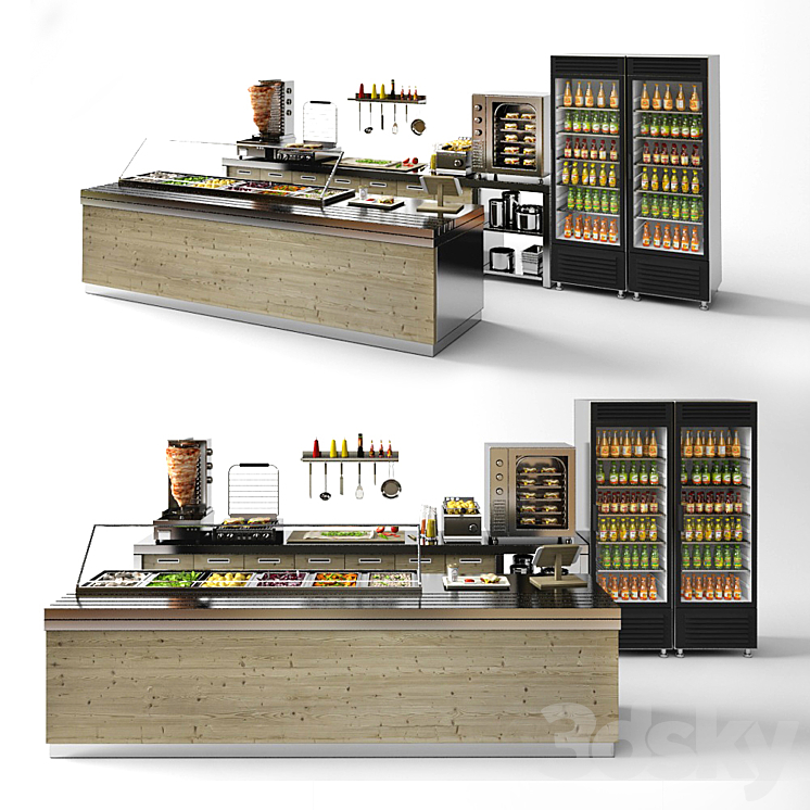 Set for a cafe - Restaurant - 3D model