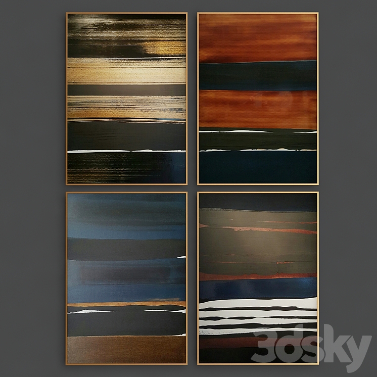 Abstract brown painting - Frame - 3D model