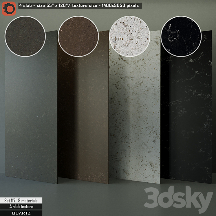 Quartz Slab Set 117 - Stone - 3D model