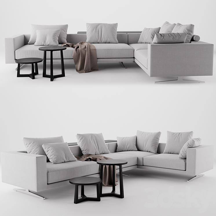Flexform CAMPIELLO sofe + JIFF side tables - Sofa - 3D model