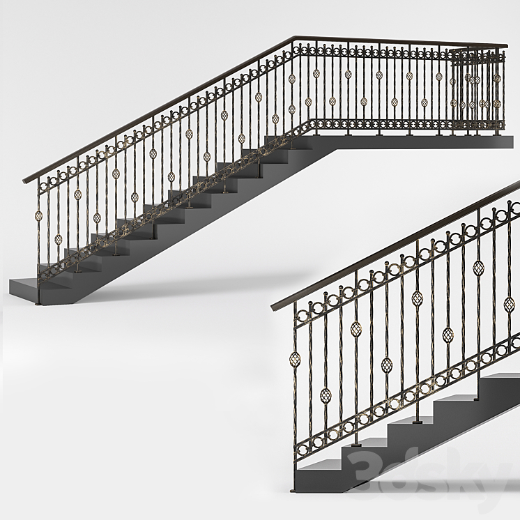 Forged rails - Staircase - 3D model