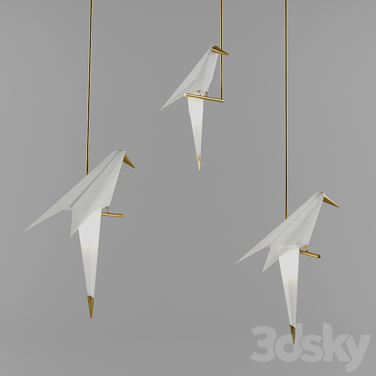 Origami bird light - Pendant light - 3D model