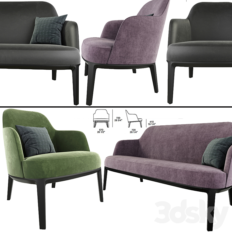 Poliform Jane Arm Chair And Sofa - Chair - 3D model