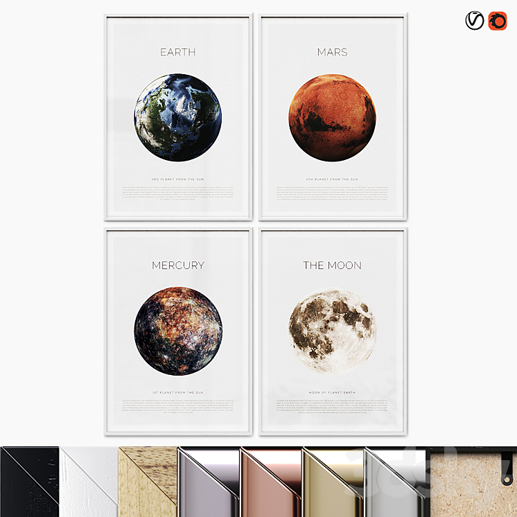 Poster Set "Planets" - Frame - 3D model