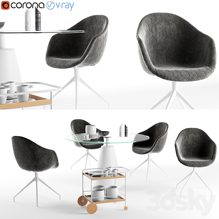 boconcept MADRID ADELAIDE - Table + Chair - 3D model