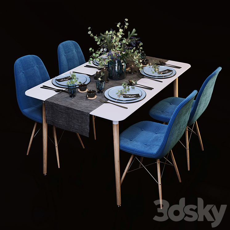Dining set - Table + Chair - 3D model