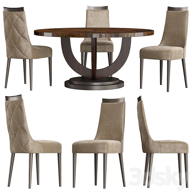 Giorgio Coliseum Fixed Dining Tabled - Table + Chair - 3D model