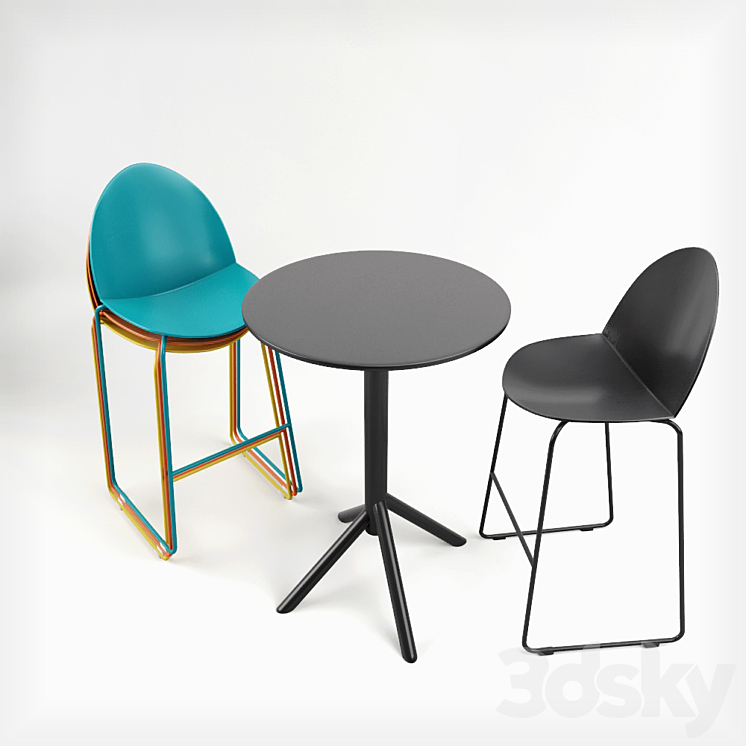 Furniture from the Italian company SEGIS - Table + Chair - 3D model