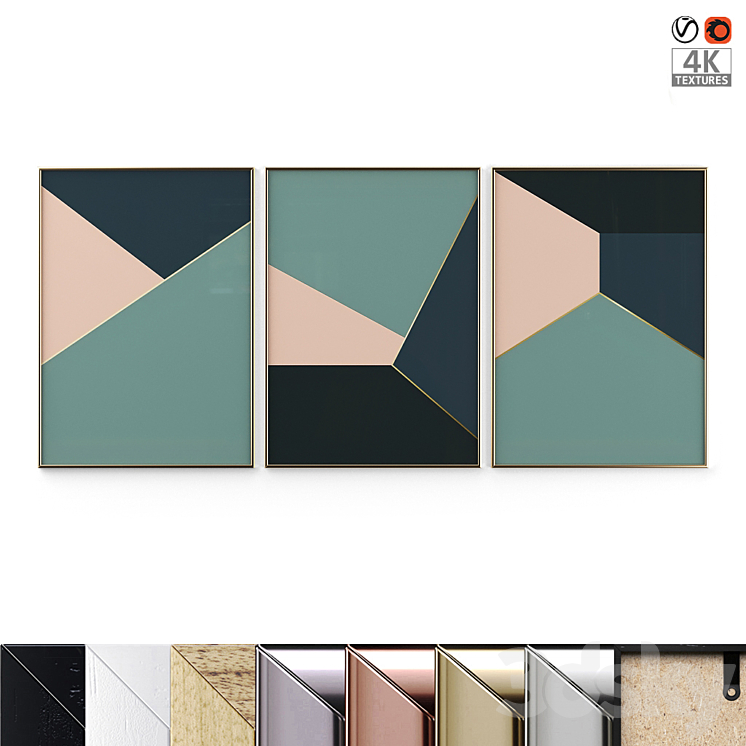 Poster Set "Block" - Frame - 3D model
