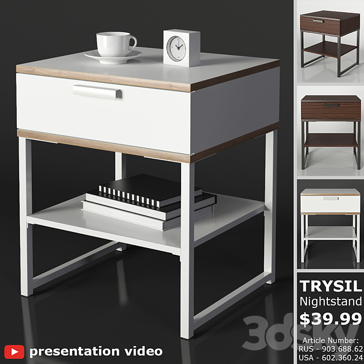IKEA TRYSIL Nightstand Sideboard Chest of drawer 3D model