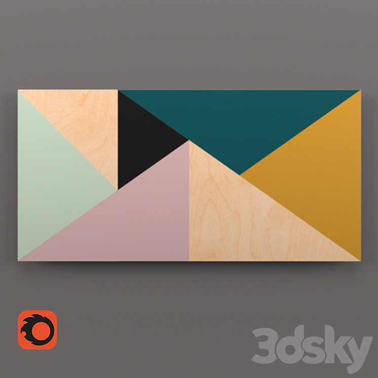 Panel Wood carpet 01 - Frame - 3D model