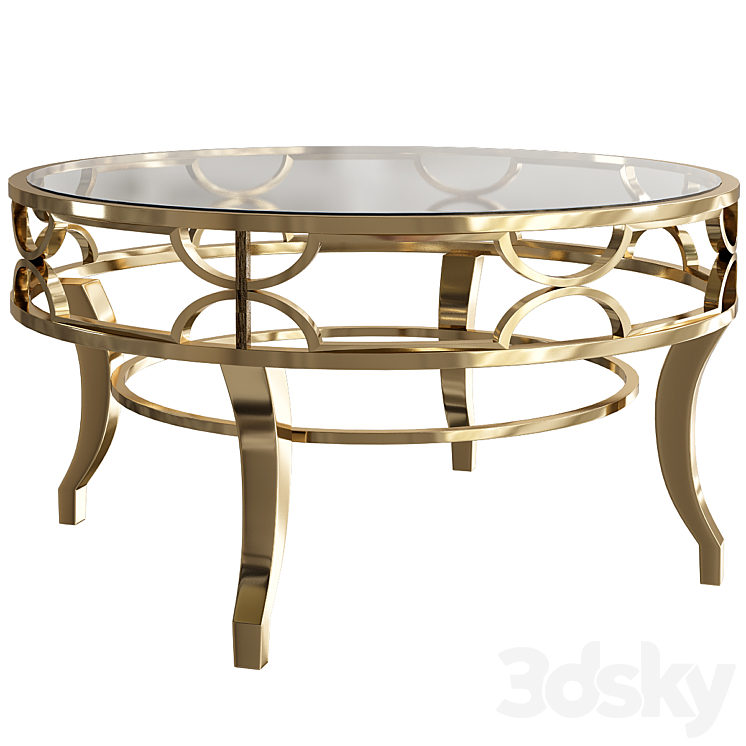 Treviso Coffee Table In Antique Gold Washed Metal - Table - 3D model