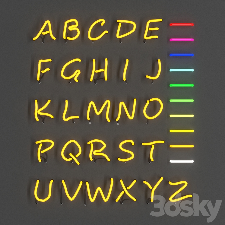 Modular Neon Alphabet Letters - Neon - 3D model