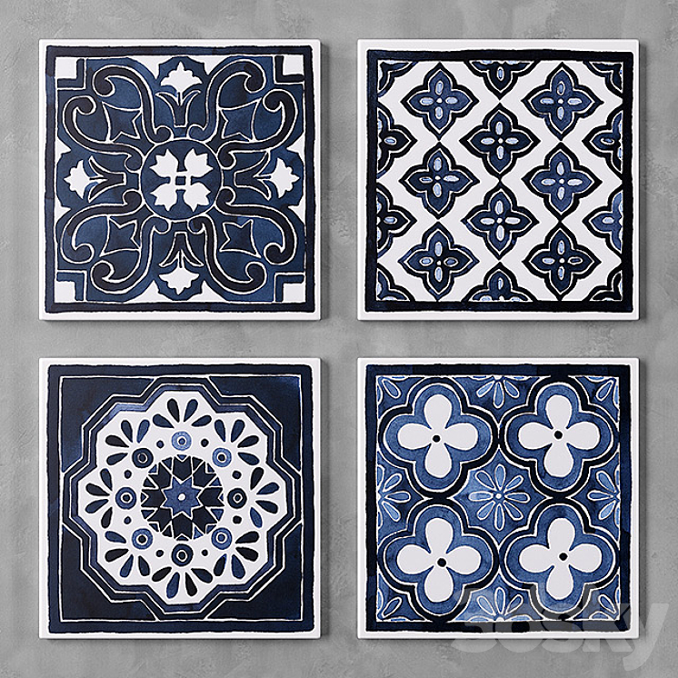 01. Picture Pjatteryd Blue Patterns - Frame - 3D model