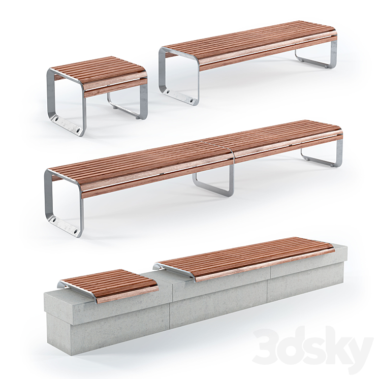 Mmcite Benches Portiqoa, Port (Set 1) - Urban environment - 3D model