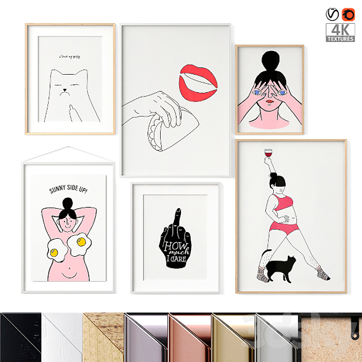 Poster Set "Good Times" - Frame - 3D model