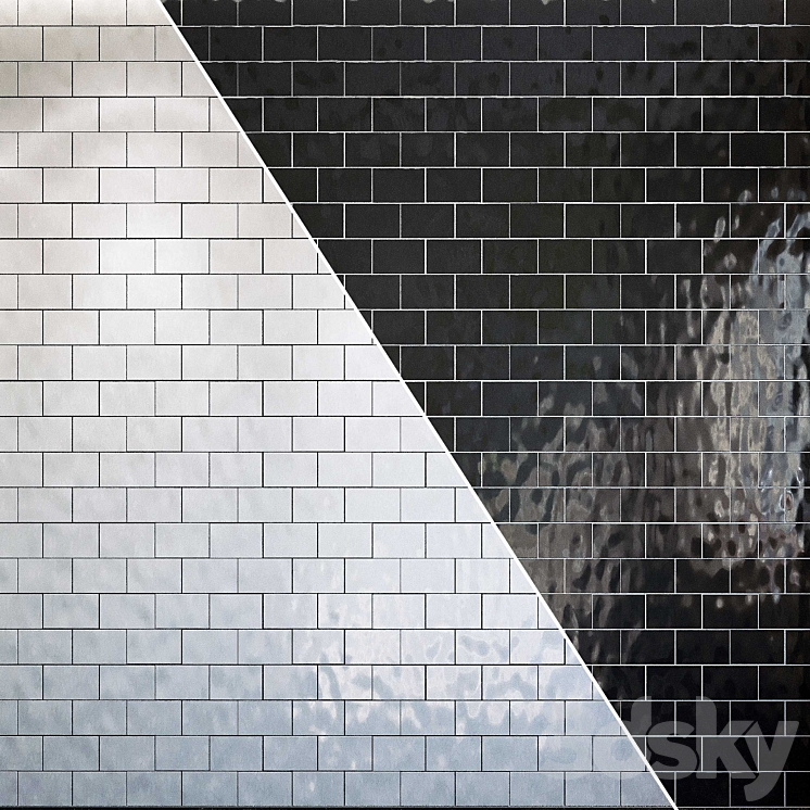 Tiles set Geometry Pattern White and Black - Tile - 3D model
