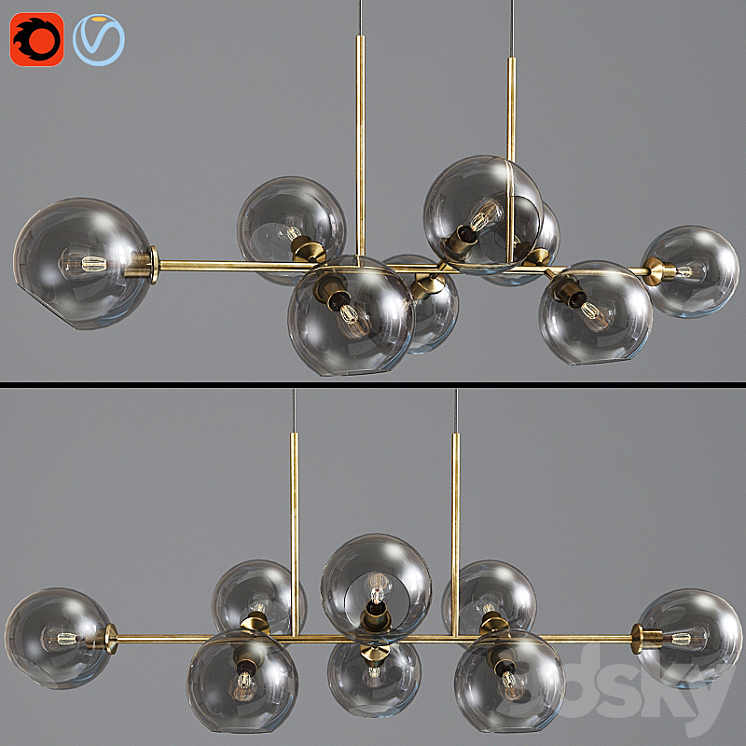 Lighting Staggered Glass Chandelier - Pendant light - 3D model