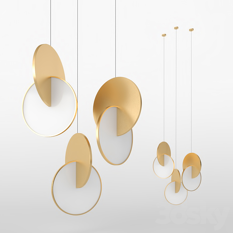 Eclipse Chandelier Polished Gold - Pendant light - 3D model