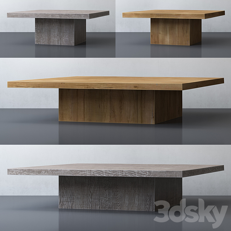 RECLAIMED RUSSIAN OAK PLINTH SQUARE COFFEE TABLE - Table - 3D model