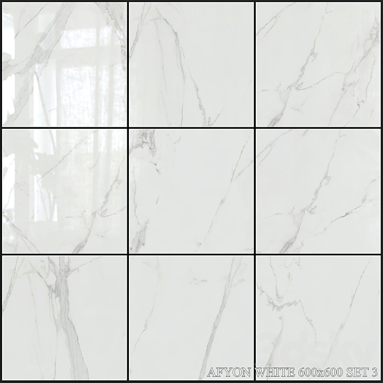 Yurtbay Seramik Afyon White 600x600 Set 3 - Tile - 3D model