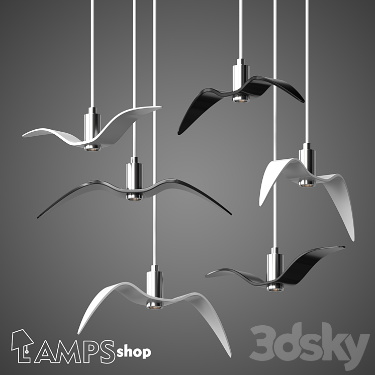 Chandelier birds - Pendant light - 3D model