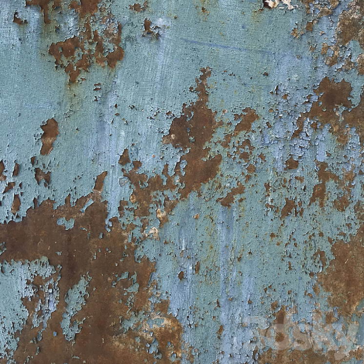Aged weathered blue paint - Wall covering - 3D model