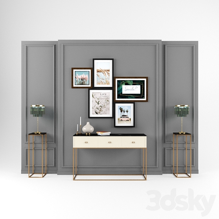Side Table AS 02 - Decorative set - 3D model