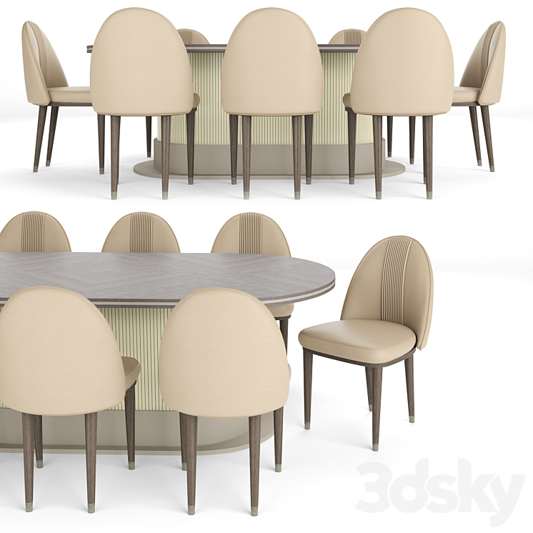 Cipriani Homood Cocoon chair and table - Table + Chair - 3D model