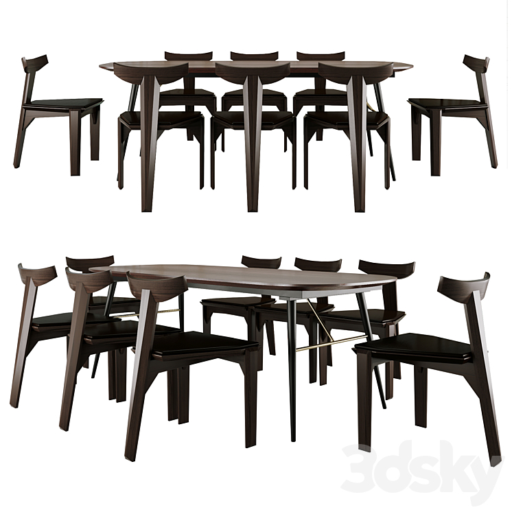 Verona dining table and Samurai chair - Table + Chair - 3D model