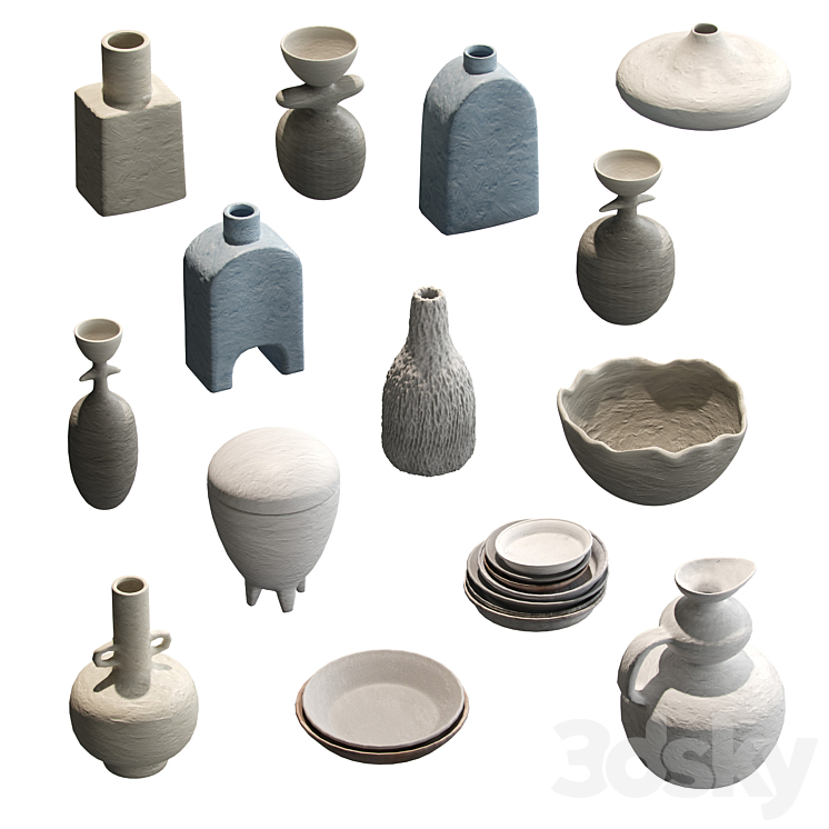 Pottery set v2 - Tableware - 3D model