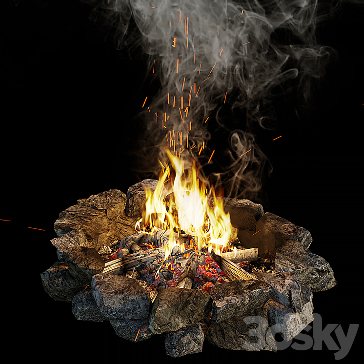 Bonfire - Barbecue and grill - 3D model