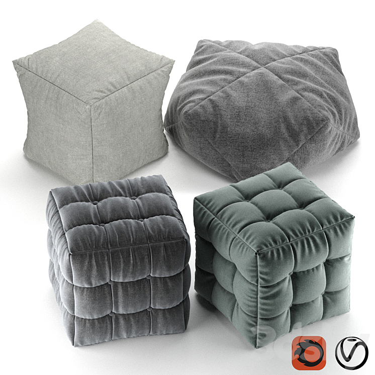 Soft fabric poufs - Other soft seating - 3D model