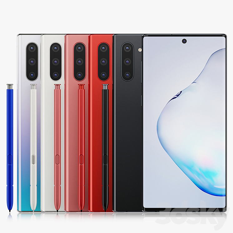 Samsung Galaxy Note 10 all colors - Phones - 3D model