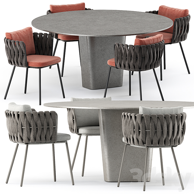 Tosca armchair and TAO dining table by Tribu - Table + Chair - 3D model