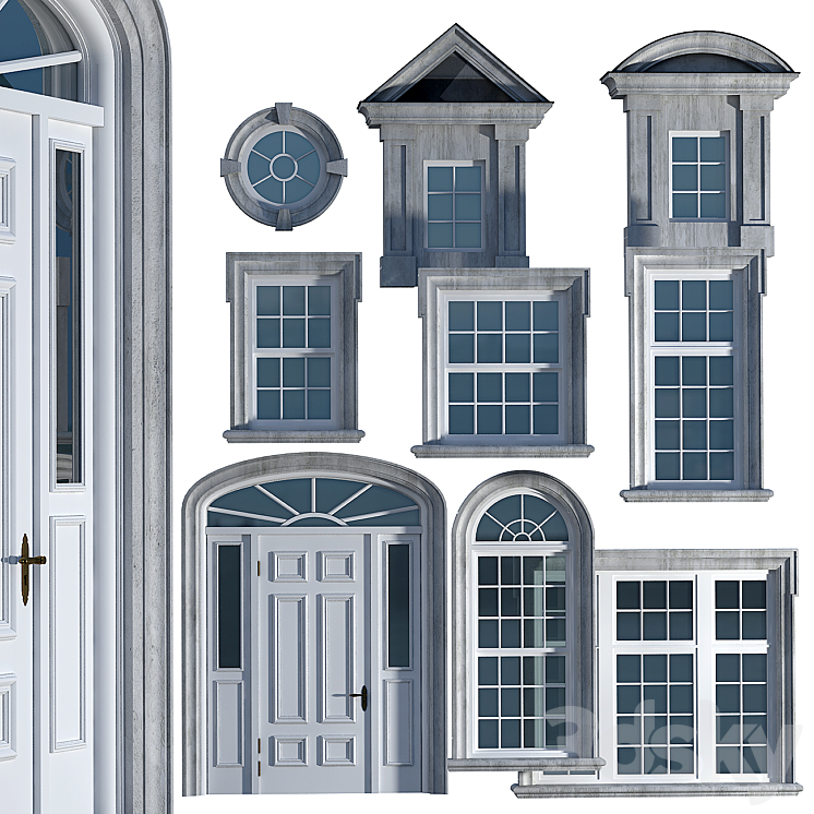 Windows and doors in the British classical style - Windows - 3D model