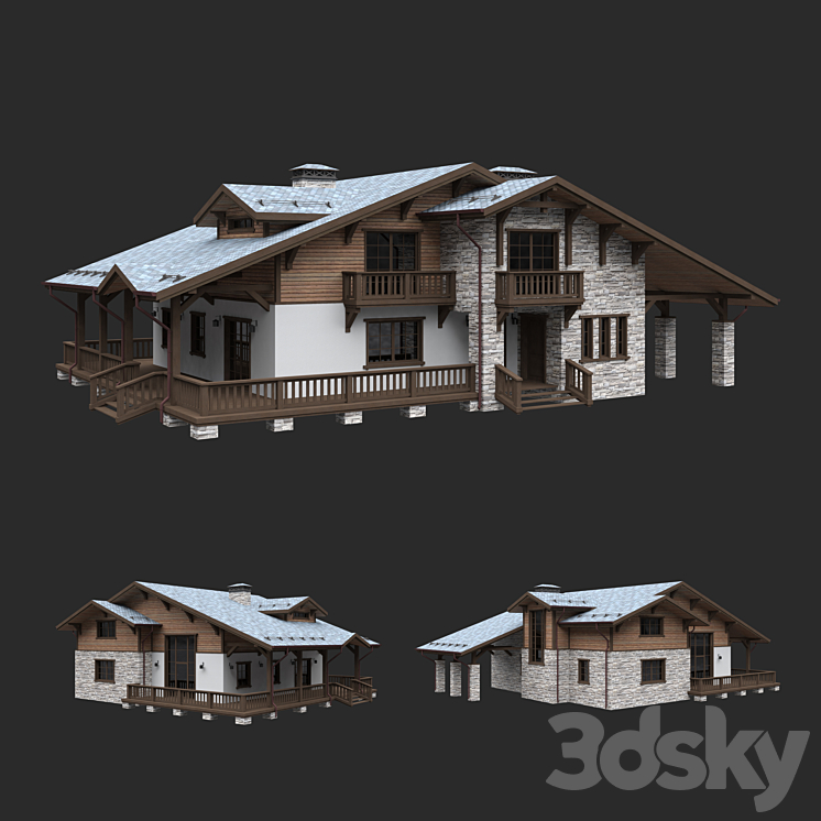 Chalet style cottage - Building - 3D model