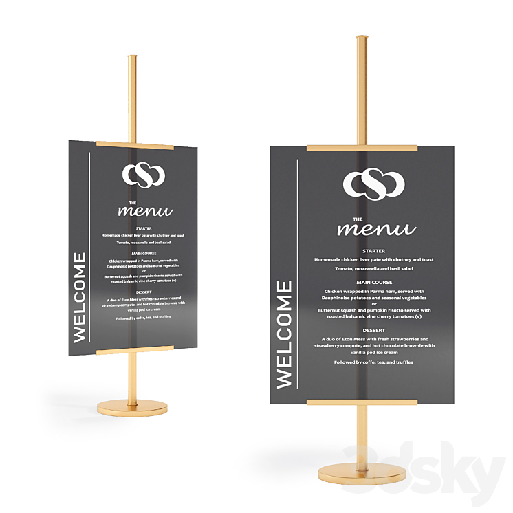 Easel with a menu - Restaurant - 3D model