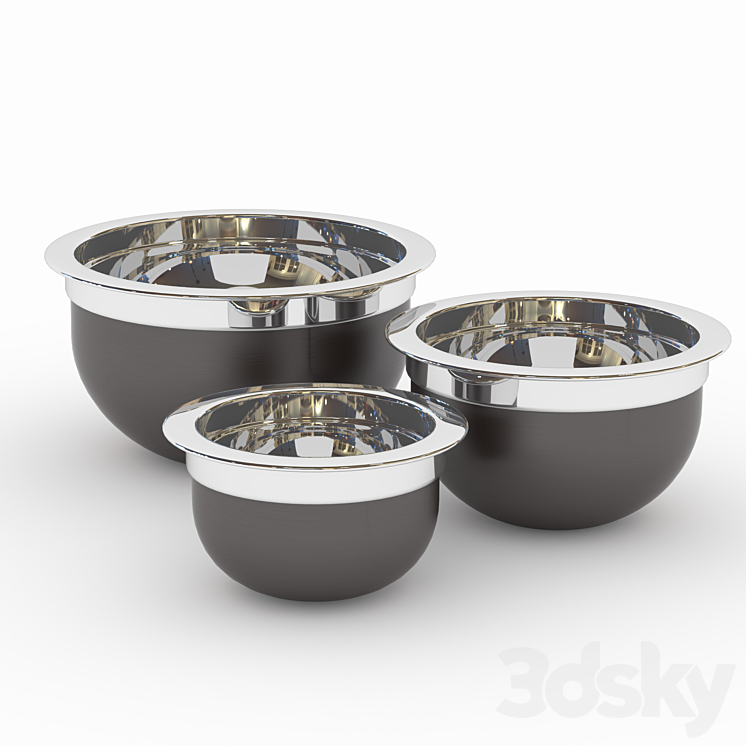 Graphite Mixing Bowl Set - Tableware - 3D model