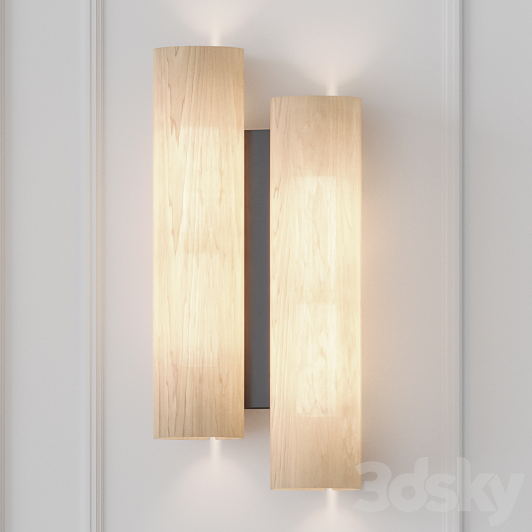 Black Note Duplet by lzf - Wood wall light - Wall light - 3D model