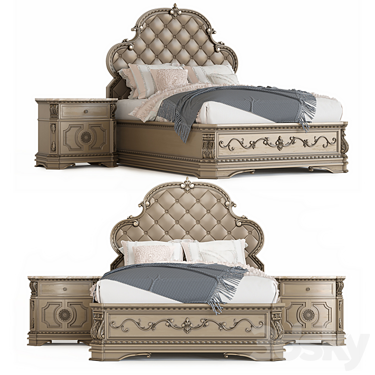 Viggo Standard Bedroom Set - Bed - 3D model