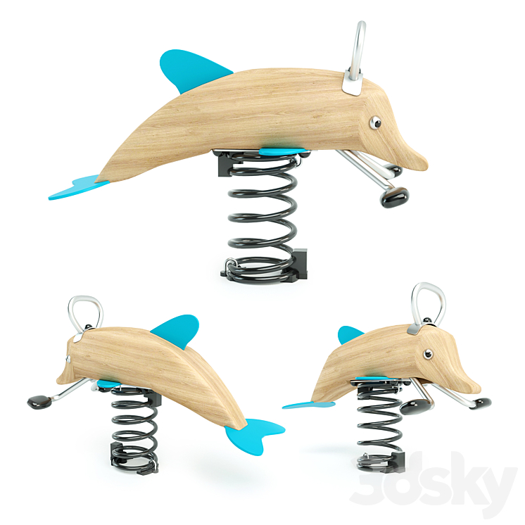 Spring Rocking Dolphin Kompan - Playground - 3D model